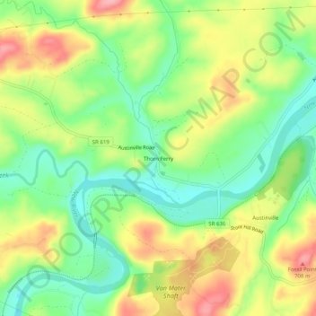 Thorn Ferry topographic map, elevation, terrain