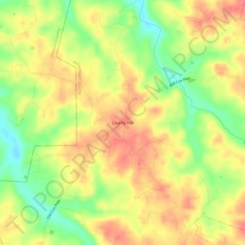 Liberty Hill topographic map, elevation, terrain