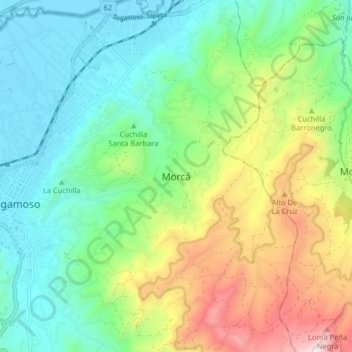 Morcá topographic map, elevation, terrain