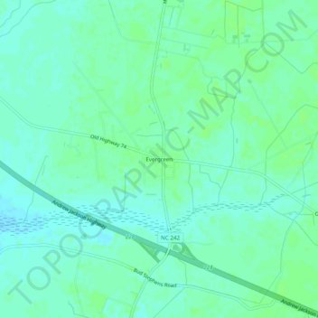 Evergreen topographic map, elevation, terrain