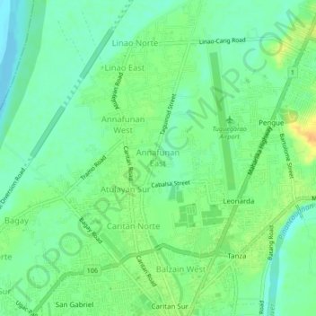 Annafunan East topographic map, elevation, terrain