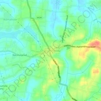 Charummoodu topographic map, elevation, terrain