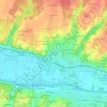 La Fontaine de l'Ormeau topographic map, elevation, terrain