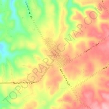 Qaryat Omar al Mukhtar topographic map, elevation, terrain