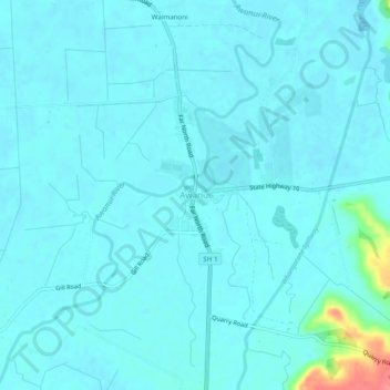 Awanui topographic map, elevation, terrain