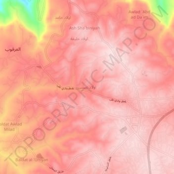 Awlad `Isa topographic map, elevation, terrain