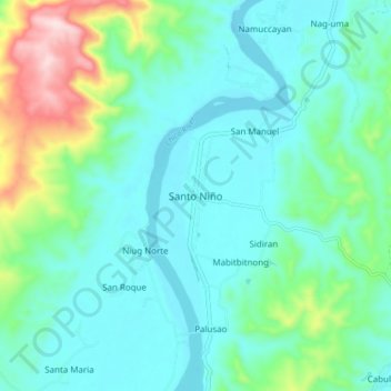 Santo Niño topographic map, elevation, terrain