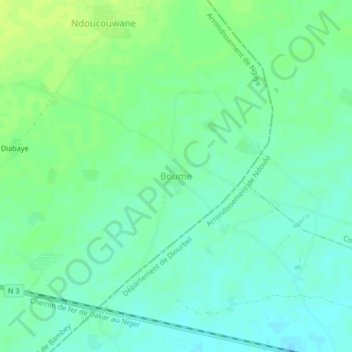 Boume topographic map, elevation, terrain