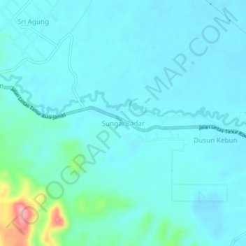 Sungai Badar topographic map, elevation, terrain