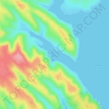 Barries Bay topographic map, elevation, terrain