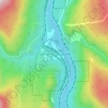 Spuzzum topographic map, elevation, terrain