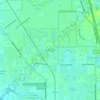 Belle Lago topographic map, elevation, terrain