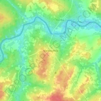 Markounda topographic map, elevation, terrain