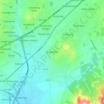 Brackenfell topographic map, elevation, terrain