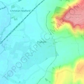 Foxham topographic map, elevation, terrain