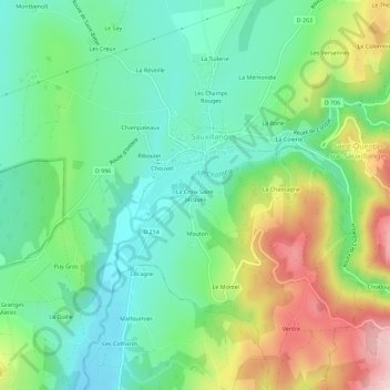La Croix Saint-Jacques topographic map, elevation, terrain
