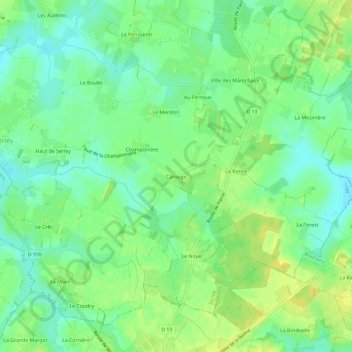 Carouge topographic map, elevation, terrain