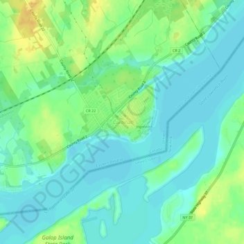 Cardinal topographic map, elevation, terrain
