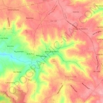 Mata da Bidoeira topographic map, elevation, terrain