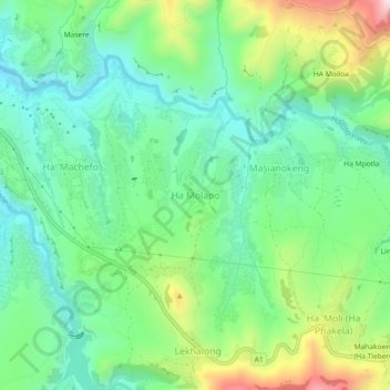 Ha Molapo topographic map, elevation, terrain