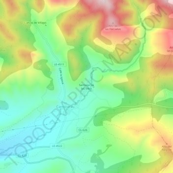 Santiago de las Villas topographic map, elevation, terrain
