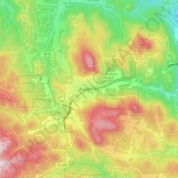Aspen Park topographic map, elevation, terrain