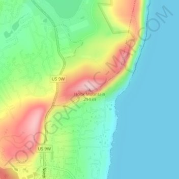 Hook Mountain topographic map, elevation, terrain