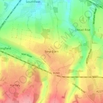 New Barn topographic map, elevation, terrain