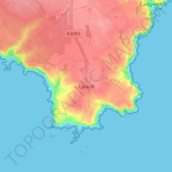 Lizard topographic map, elevation, terrain