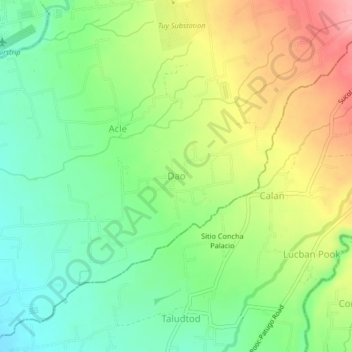 Dao topographic map, elevation, terrain