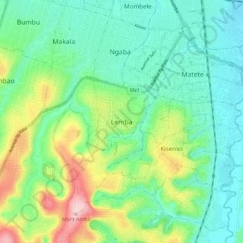 Lemba topographic map, elevation, terrain