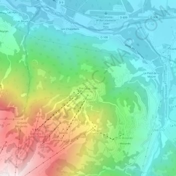 Pra-Loup topographic map, elevation, terrain