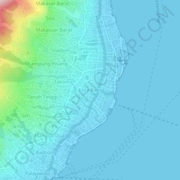 Kota Baru topographic map, elevation, terrain
