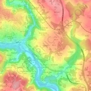 Paredes topographic map, elevation, terrain