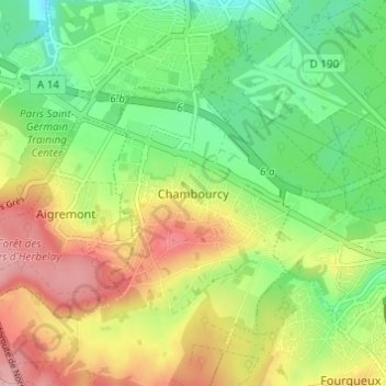 Chambourcy topographic map, elevation, terrain