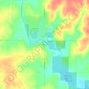 Rib Falls topographic map, elevation, terrain