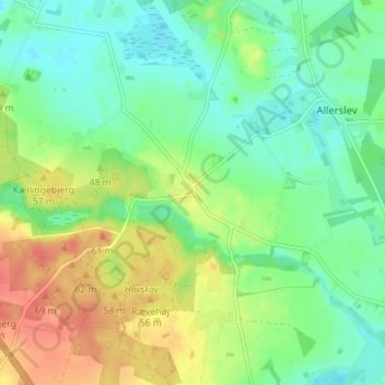 Ugledige topographic map, elevation, terrain