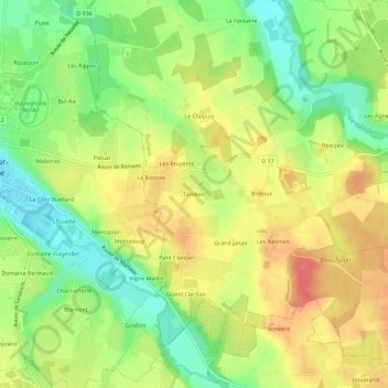 Tambon topographic map, elevation, terrain