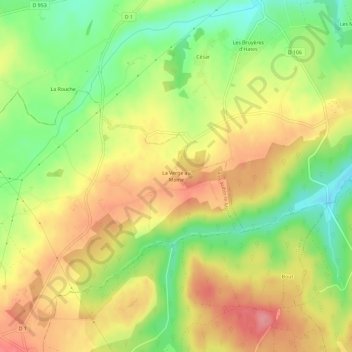 La Verge au Moine topographic map, elevation, terrain