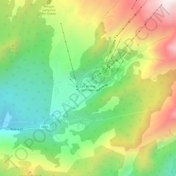 Las Termas de Chillán topographic map, elevation, terrain