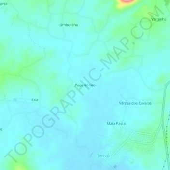 Poço Bonito topographic map, elevation, terrain