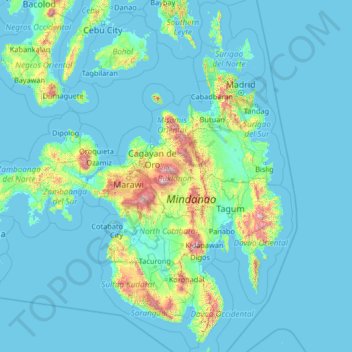 Bukidnon topographic map, elevation, terrain