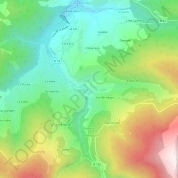 Le Village topographic map, elevation, terrain