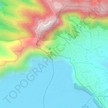 Car park and lowest viewpoint topographic map, elevation, terrain