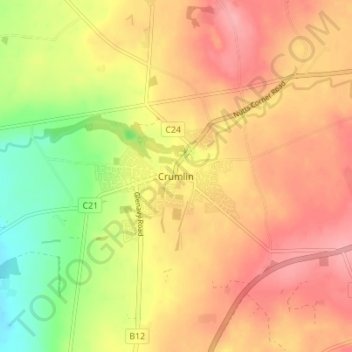 Crumlin topographic map, elevation, terrain