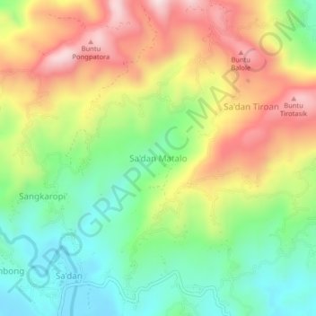 Sa'dan Matalo topographic map, elevation, terrain
