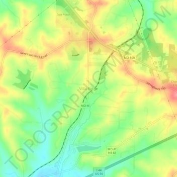 Villa Ridge topographic map, elevation, terrain