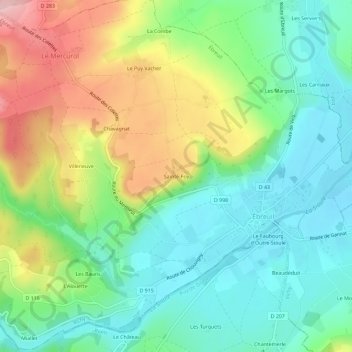 Sainte-Foy topographic map, elevation, terrain