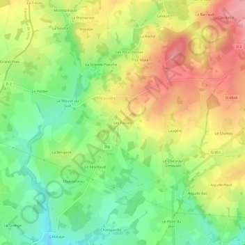Les Fosses topographic map, elevation, terrain