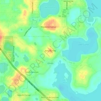 Bella Collina topographic map, elevation, terrain